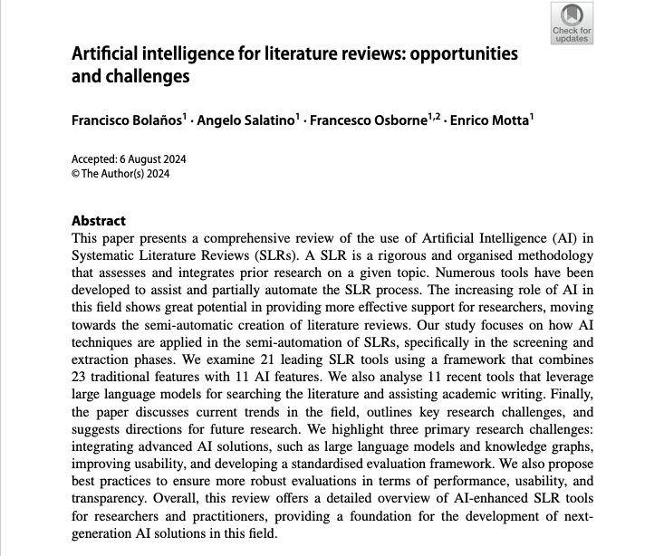 Artificial Intelligence For Literature Reviews Opportunities And